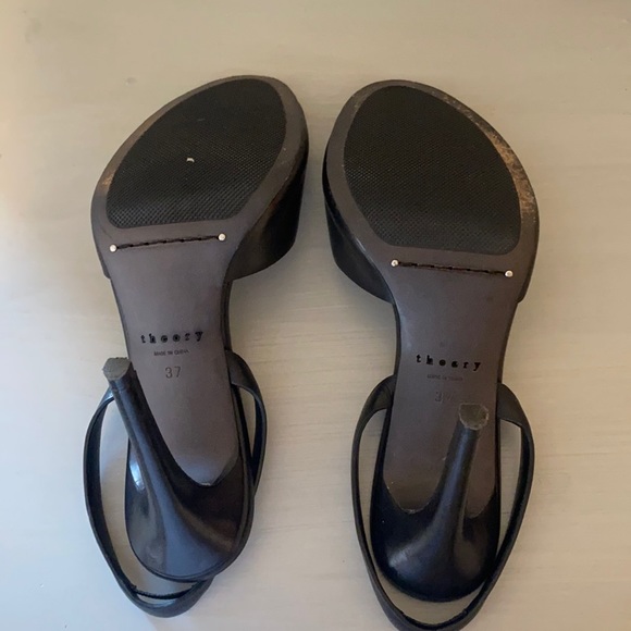 Theory | Shoes | Brand New Theory Sling Black Leather Heels | Poshmark